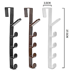 canjoyn 5 Layers Over The Door Hook Organizer Rack Hanger Backpack Handbag Door Hook, Pack of 2 (White)