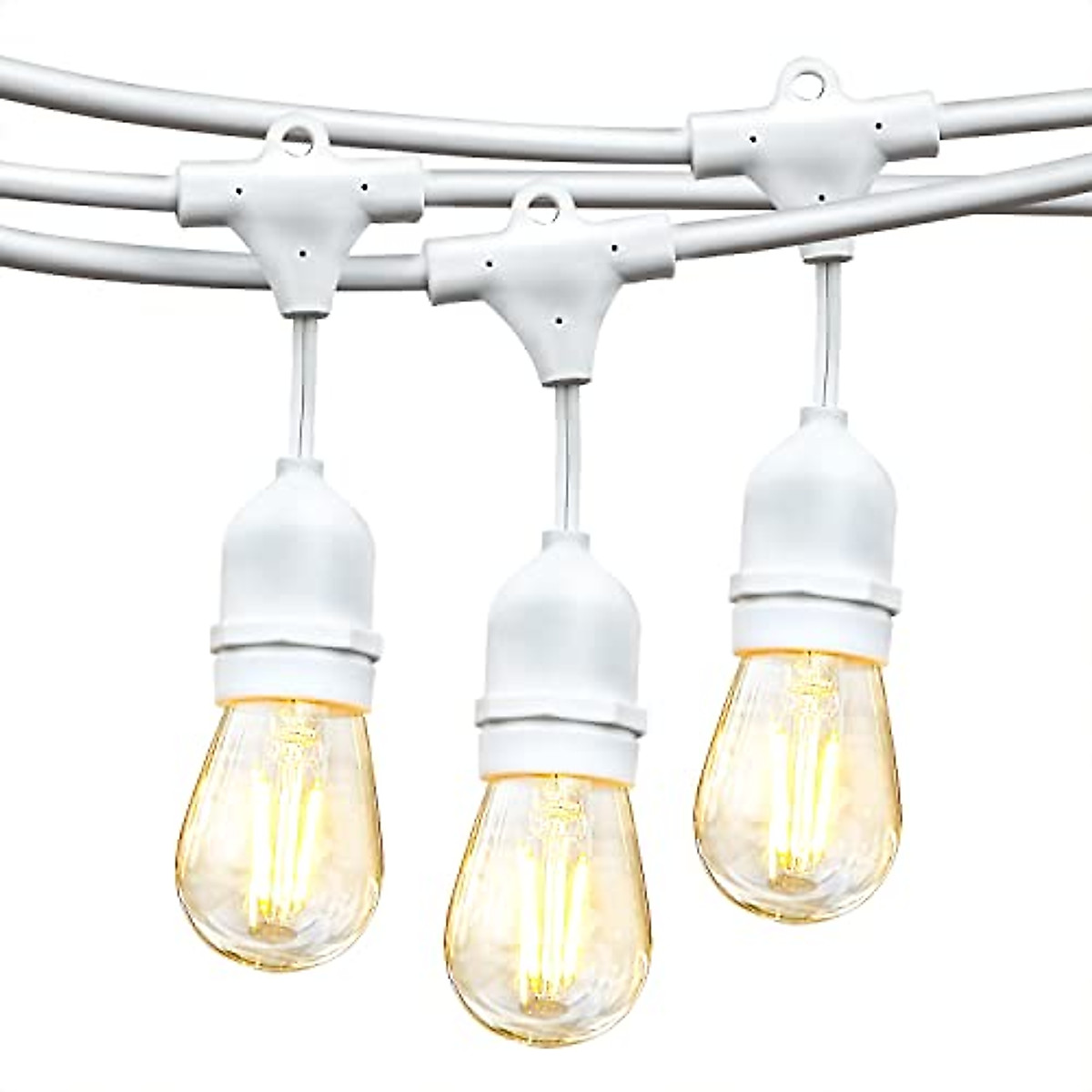 Brightech Ambience Pro - Waterproof LED Outdoor String Lights - Hanging, Dimmable Vintage Edison Bulbs, 48 Ft Commercial Grade Patio Lights Create Cafe Christmas Ambience In Your Backyard, 15 Bulbs 2W