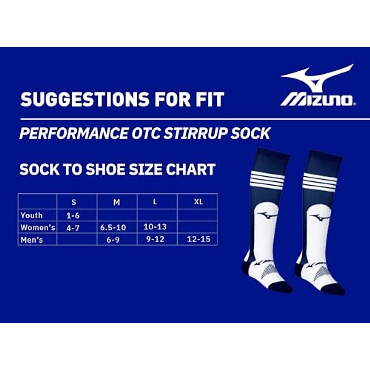 Mizuno Womens Performance OTC Stirrup Sock, Red, Medium US