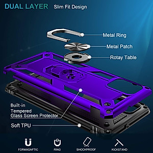 LUMARKE for Galaxy A51 Case with Screen Protector（2 Pack,Pass 16ft Drop Test Military Grade Heavy Duty Cover with Magnetic Kickstand,Protective Phone Case for Samsung Galaxy A51 Purple