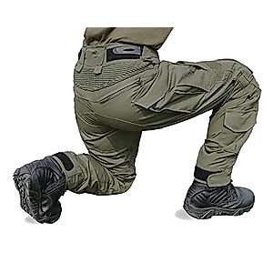 DRAGON EDGE Men G3 Combat Pants Tactical Pants with Knee Pads Military Paintball Airsoft Water Proof Rip-Stop Trousers (Army Green, S)