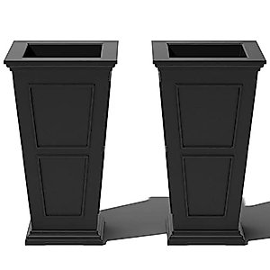 Veradek Fairmont Tall Plastic Planter - Large Outdoor Planter for Front Porch | Crack Resistant All-Weather Use | Classic Estate Design for Tall Plants, Flowers, Trees