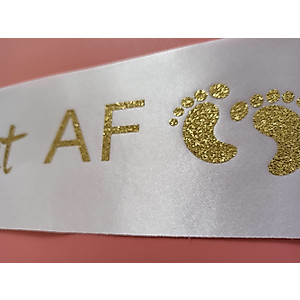 Mommy to Be Sash for Baby Shower, Pregnant AF Sash for New Baby Mama, Baby Gender Reveal Pregnancy Announcement Decorations, Newborn Party Gift Ideas for Sex Reveal Supplies, Future Mummy Gift