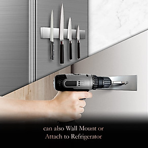 Luxiluxy Magnetic Knife Strip with 3M Adhesive Tape - No Drilling - 16 Inch Stainless Steel Magnetic Knife Holder for Wall - Knives Bar Rack for Kitchen Utensil, Art Supply & Tool Organizer