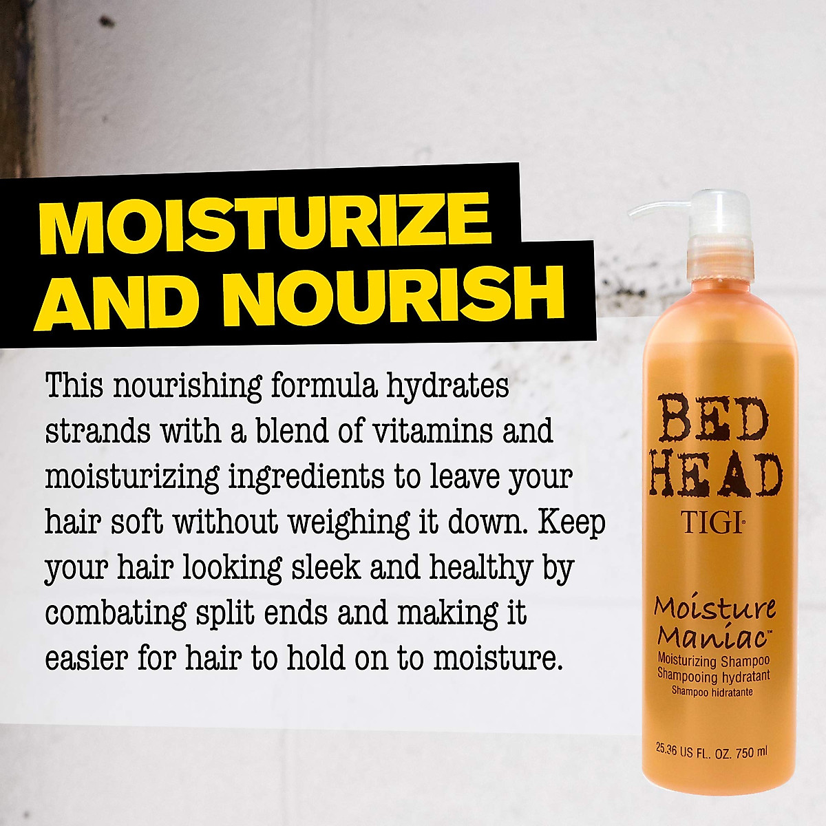 TIGI Bed Head Moisture Maniac Shampoo - For Lightweight Moisture, Replensishes Shine & Smoothness, Moisturizes Hair, For All Hair Types, 25.36 oz (Pack of 1)