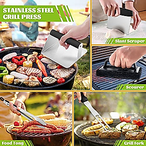 Joyfair 20Pcs Griddle Accessories Kit, Flattop Grill Tool Set with Rectangular Melting Dome, Professional Stainless Steel Spatulas Turners for Outdoor BBQ Teppanyaki Camping Cooking, Dishwasher Safe