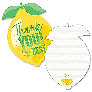 Big Dot of Happiness So Fresh - Lemon Shaped Citrus Party Thank You Note Cards with Envelopes - Set of 12