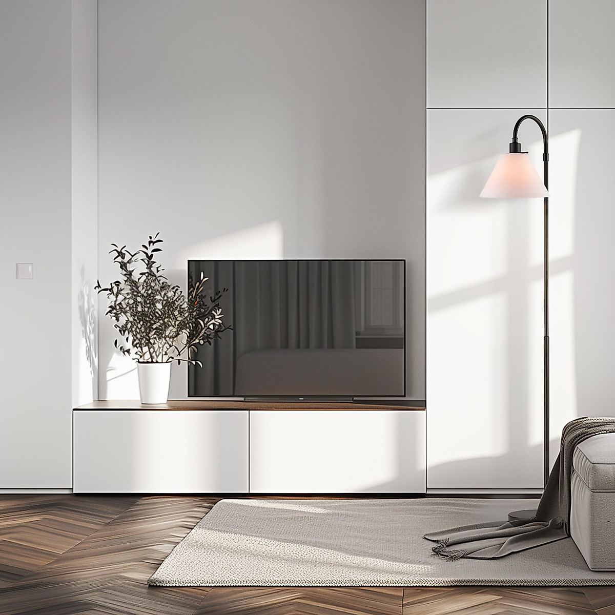 Globe Electric 67397 Barden 58" Floor Lamp, Black, Dark Gray Velvet Shade, On/Off Socket Rotary Switch