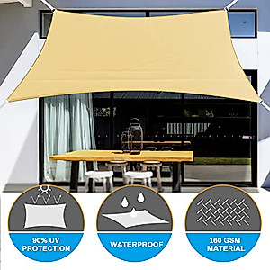 Sun Sail Shades Rectangular Waterproof, Jhua 9.8 x 13.1ft Sun Shade Sail Rectangle 160GSM UV Block Sail Canopy for Patio Backyard Lawn Garden Deck Sand, Outdoor Activities
