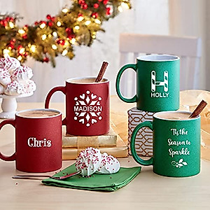 Let's Make Memories Personalized Christmas Cheer Glitter Mugs – Coffee Mugs – Keepsake Holiday Décor - Stocking Stuffer – Red Whimsical Name Design - Customize Name