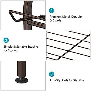 smusei Water Bottle Organizer 7 Tier Free Standing Vertical Metal Water Bottle Rack Shelf Adjustable Water Bottle Beverage Drink Stand Holder for Kitchen Pantry Food Storage, Bronze