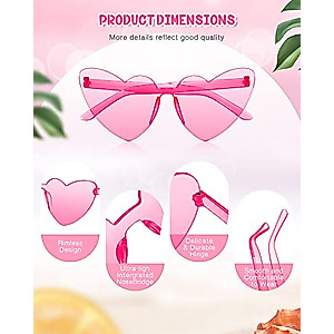 JDHXBMW 8 Pairs Heart Shaped Frameless Glasses Trendy Transparent Candy Color Eyewear for Party Favor