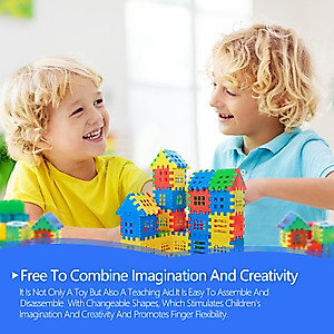 hirebird Building Block 80Pcs, Educational Building Toy Building Set, develops Tactile Skills, Creativity, Color Sense, Waffle Blocks, Toy Set for Early Educational Boys and Girls 02