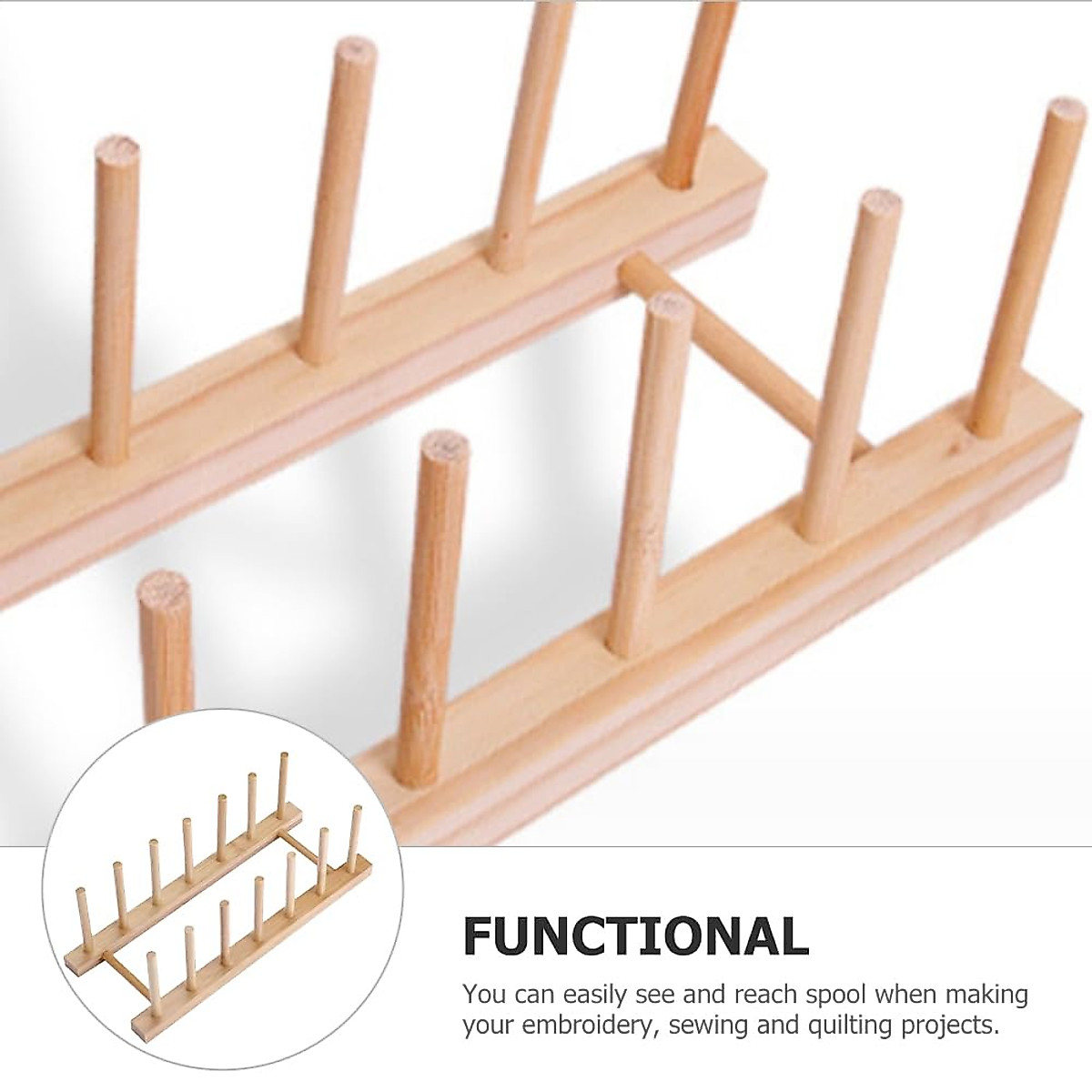 NUOBESTY Sewing Storage Rack Embroidery Thread Rack Thread Spool Rack Thread Storage Rack Thread Spinner Organizer Crochet Yarn Ball Holder Spool Holding Rack Horizontal Tool Wood