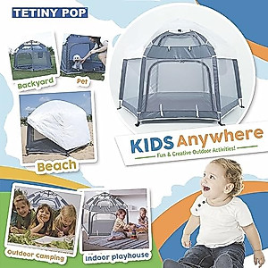 Large Pop Up Children Playpen Easy Set-Up Baby Travel Beach Tent Toddler Indoor Play House and Outdoor Play Tent with UPF50+ Kids Bacyard Tent with 6 Stakes