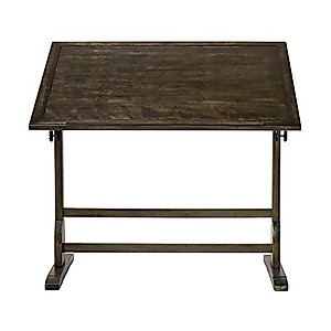 Offex Classic Design Vintage Wood Drafting Table with 42"x 30" Adjustable Top and Pencil Groove - Distressed Black