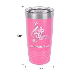 LaserGram 20oz Vacuum Insulated Tumbler Mug, Musical Notes, Personalized Engraving Included (Pink)