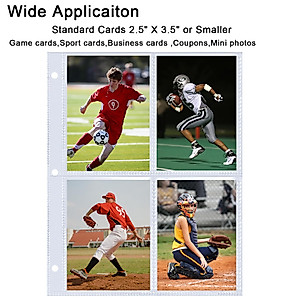 50 Pack 400 Pockets 2.5x3.5" Trading Card Sleeves,Double-Sided 4 Pocket 6.1x7.6" Page Protector,Ultra-Clear Pokemon Card Sheets for A5 Mini 3 Ring Binder