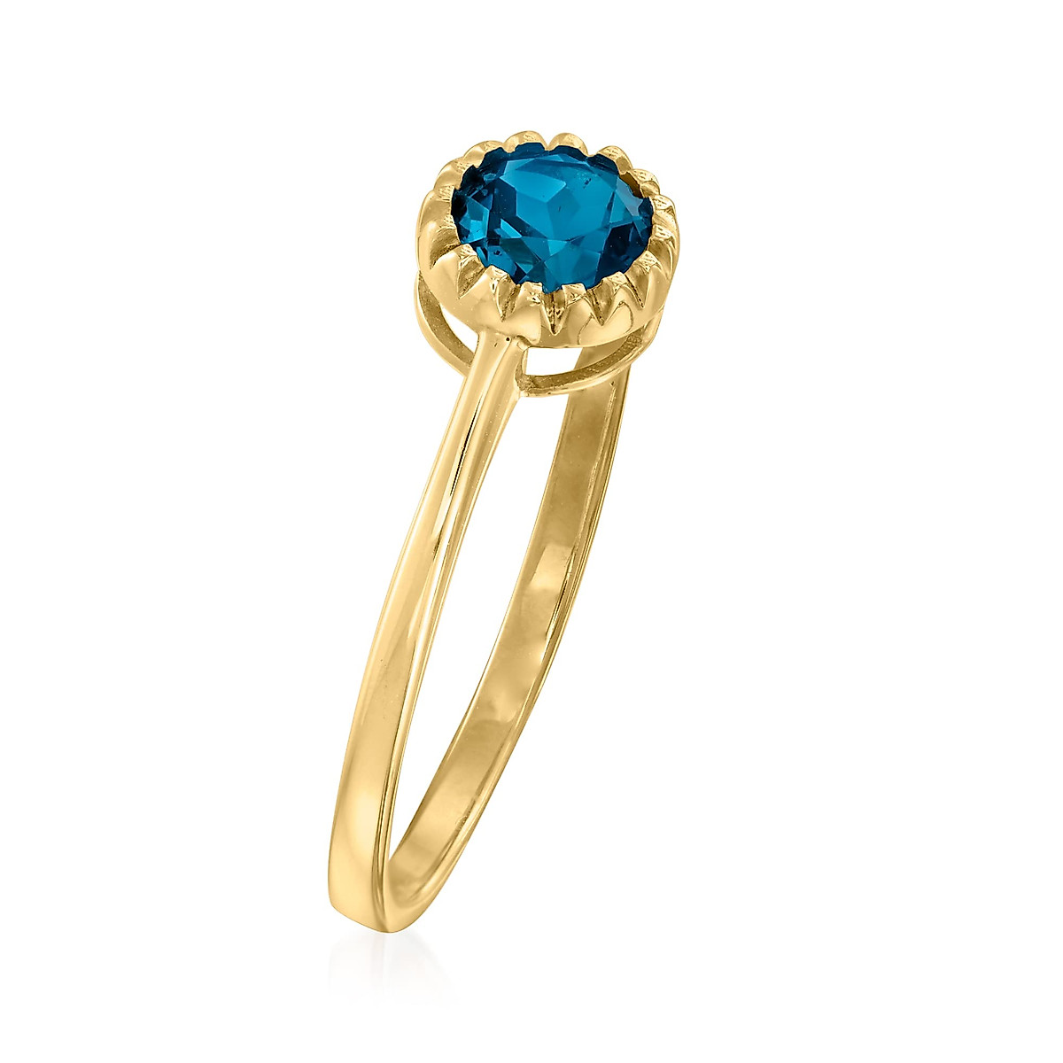 Canaria 0.60 Carat London Blue Topaz Ring in 10kt Yellow Gold. Size 5