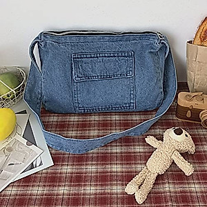 Fashion Crossbody Bags for Women Retro Denim Shoulder Bag All-matching Hobo Tote Bag Student Schoolbag Casual Canvas Bag