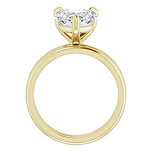 Solid Gold Engagement Ring Set for Women, Handmade 3.5 Carats Heart Cut Moissanite Solitaire Ring Set Diamond Wedding Bridal Ring Anniversary Propose Gift Her, 10K/14K/18K, 925 Silver