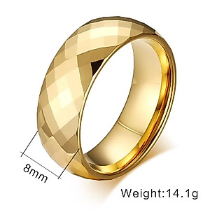 Minimalist Filled Rings Stacking Rings Tungsten Steel Multi-Faceted Wedding Band High Polish Plain Rings Plain Statement Band for Women Girls (Width and Color Optional)