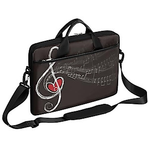 Music Notes Laptop Computer Bag Waterproof Shoulder Messenger Bag 13-15 inch Durable Laptop Tote Bag with Shoulder Strap Handle Lightweight Crossbody Briefcase