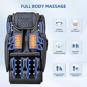 CYBERIX Massage Chair Full Body with Heat,Full Body Zero Gravity SL-Track Shiatsu Massage Chair,Massage Recliner Chair,Air Pressure,Bluetooth Speaker (Black)