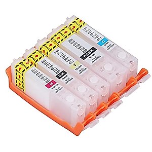 FTVOGUE 5Pcs Ink Cartridge Reusable Smoothly Ink Output PGBK BK C M Y Printer Cartridge for Test Papers Documents (350-351)