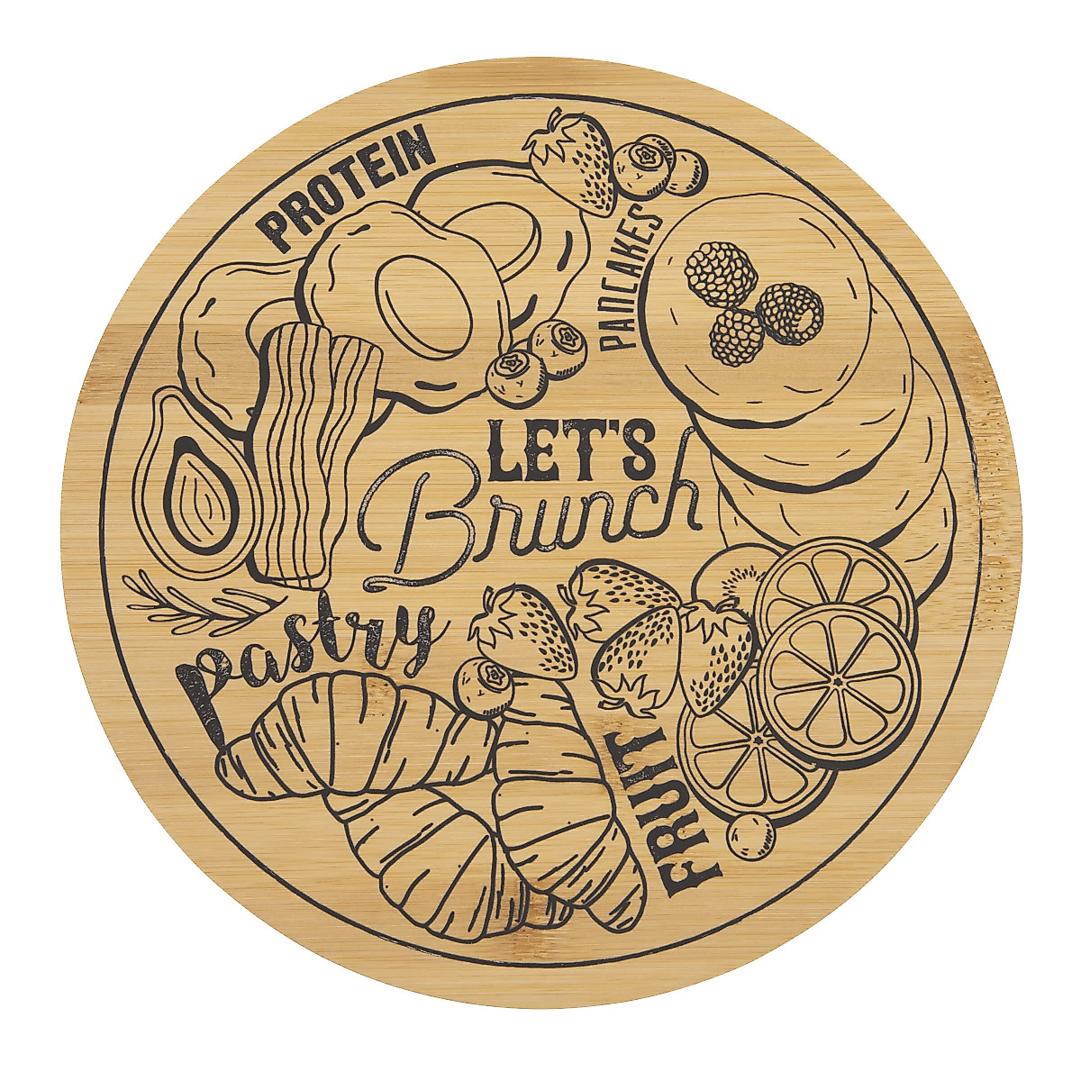 Copco Bamboo Lazy Susan Kitchen Turntable for Entertaining, Let's Brunch DIY Design, 10-Inch, Bamboo