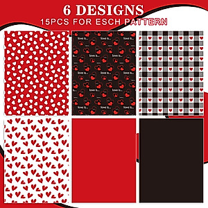 Whaline 90 Sheets Valentine's Day Tissue Paper Plaid Heart Love Prints Gift Wrapping Paper Red Black Decorative Art Paper for Wedding Anniversary Birthday DIY Crafts Gifts Decor Supplies, 6 Design