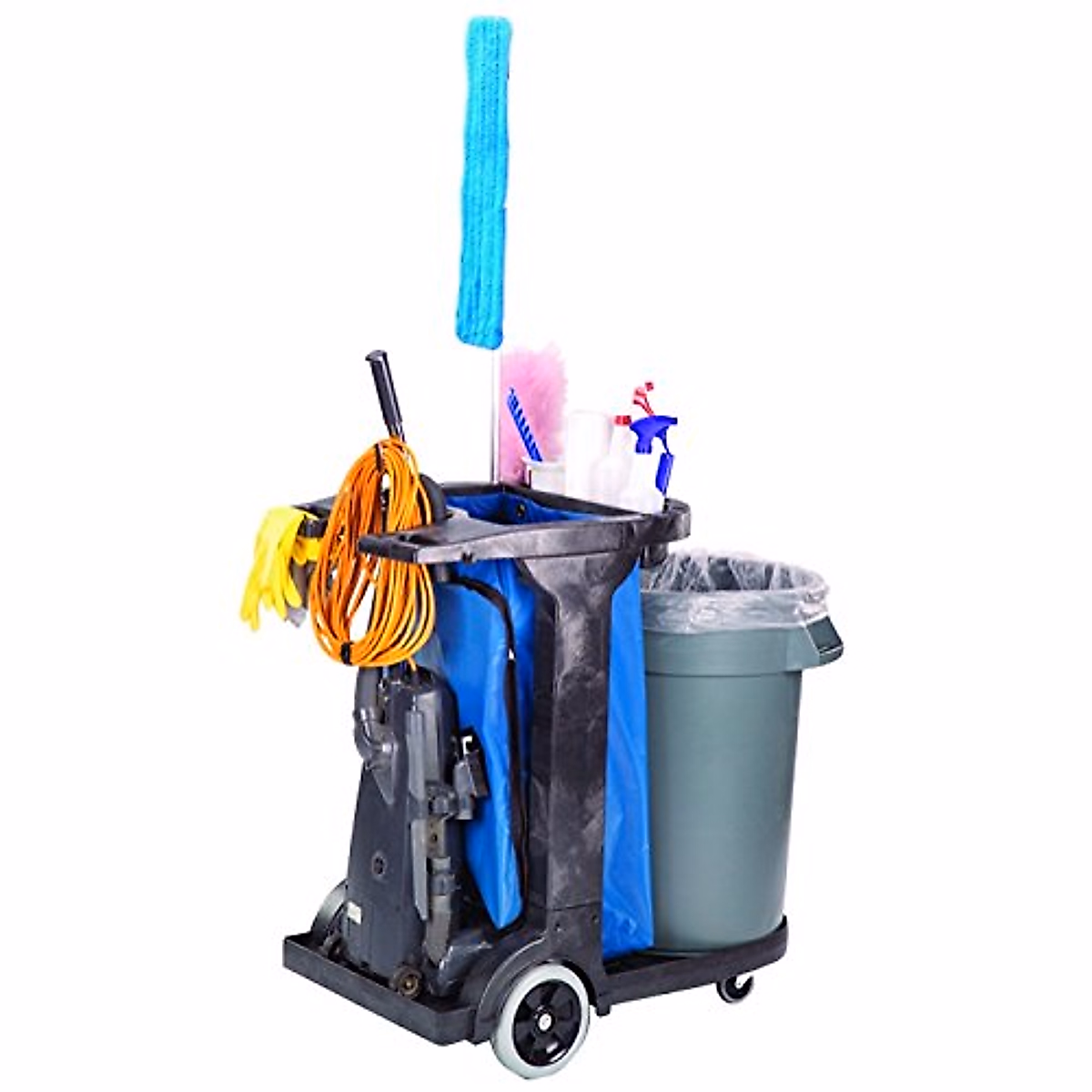 Impact 6855 Gator Compact Cart with 25-Gallon Blue Vinyl Bag, 38-3/4" Depth x 20-3/4" Width x 32-1/2" Height, Gray