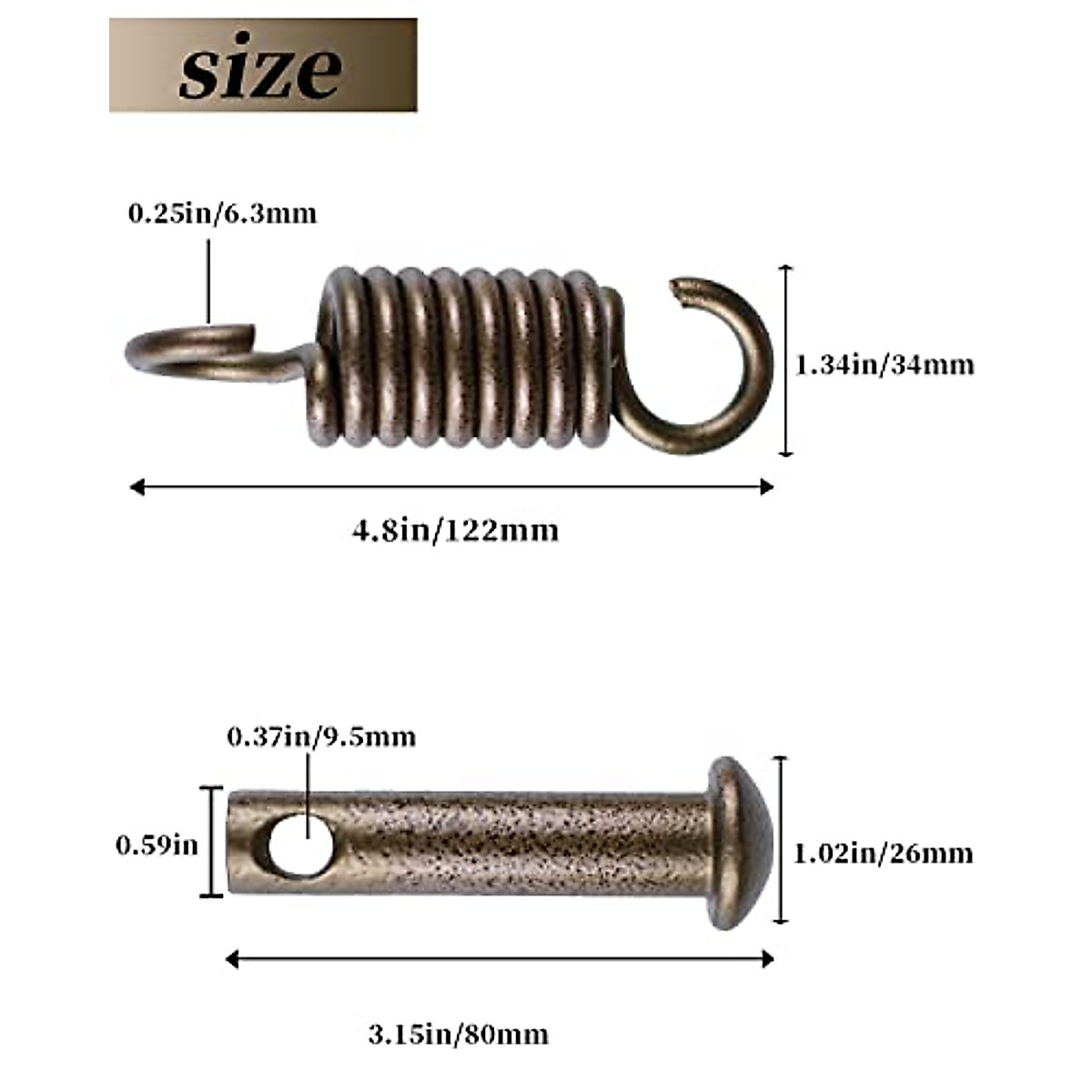 Hammock Chair Ultimate Hanging Kit - Egg Hammock Chair Spring Pin Plug Hardware- 500LB Hammock Chair Hanging kit for Hanging Basket Chairs Hammock and Porch Swings Brown