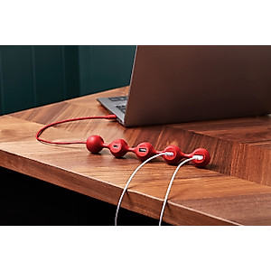LEXON PEAS HUB 2 4-Port Hub, Charge 2 x USB, 2 x USB-C 2 Smartphones Simultaneously, Copper Inner Cable LD143DR, Dark Red