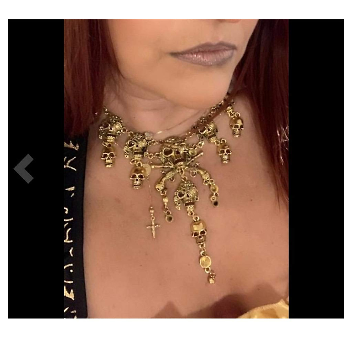 LZHLQ Jewelry Fashion Multi-Level Pirate Skull Tassel Charm Necklace Collar Bib for Women Horror Necklace Punk