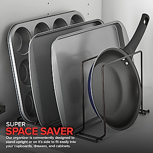 Stock Your Home Bronze (2 Pack) Steel Baking Pan Organizer Rack for Cabinet or Counter, Holder for Kitchen Cutting Boards, Pot Lids, or Cookie Sheets - Rust Proof Wire, Drying Storage