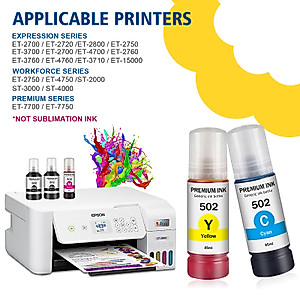 NMCHXBM Compatible Ink Cartridge Bottle (Non-Sublimation) Replacement for Epson 502 (Photo Black, Black, Magenta, Yellow and Cyan, 5-Pack)