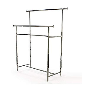 NAHANCO K40 Commercial Grade Adjustable Double Bar Garment Clothes Rack, Chrome (1 Ea)