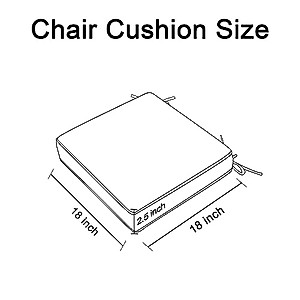 GUEGLSA Patio Seat Cushions 18 inch,Waterproof Square Chair Pad with Ties,18''x18'' Indoor Outdoor Chair Cushion for Garden Furniture,Set of 2,Green