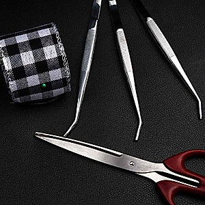 Stainless Steel Tweezers, with Curved Serrated Tip Multipurpose Tweezers Sewing Machine Tweezers Forceps for Craft Repairing