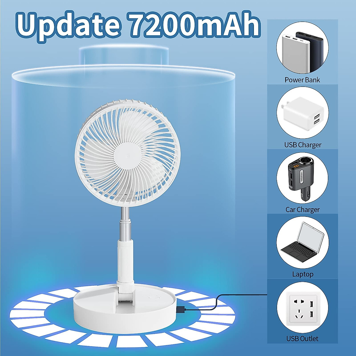 DODAER Portable Pedestal Fan,Foldaway Standing Fan Foldable Desk Fan,Remote Control Telescopic 4 Speed Quiet Timer Fan for Home Kitchen Outdoor Camping