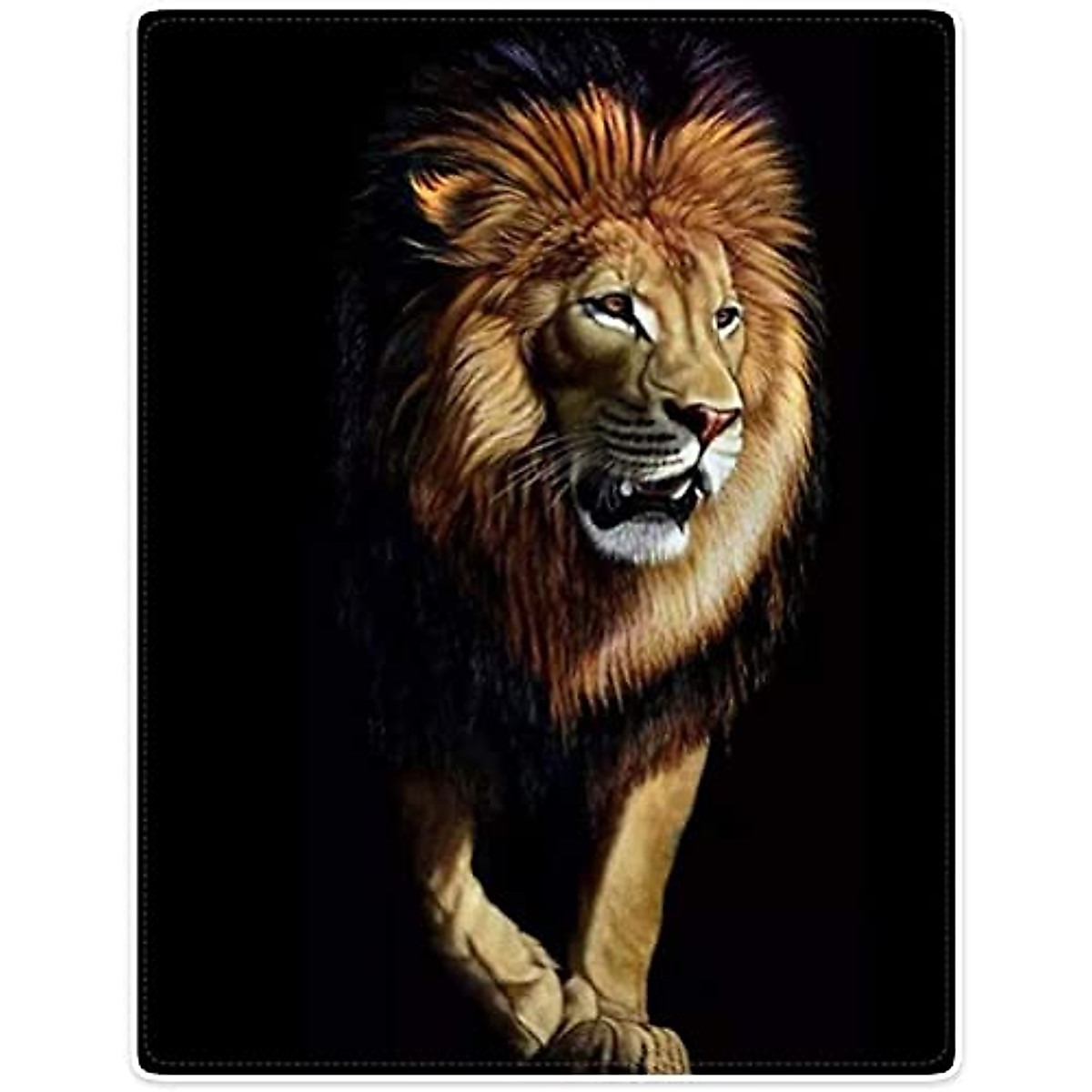 HommomH 60"x80" Black Lion Blanket Animal Print Soft Fluffy Fleece Throw for Couch Sofa Bed