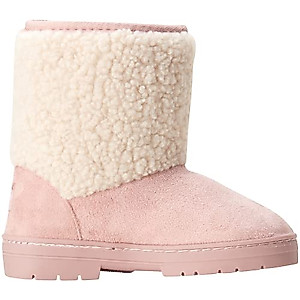 bebe Girls' Winter Boots - Microsuede Boots with Faux Fur Shearling Ankle Cuffs, Size 2 Little Kid, Blush