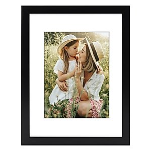 Golden State Art, 9x12 Picture Frame - Black Solid Wood With Tempered Glass - Display Pictures 6X8 with Mat or 9X12 Without Mat - Wall Hanging Photo Frame, 1 Pack