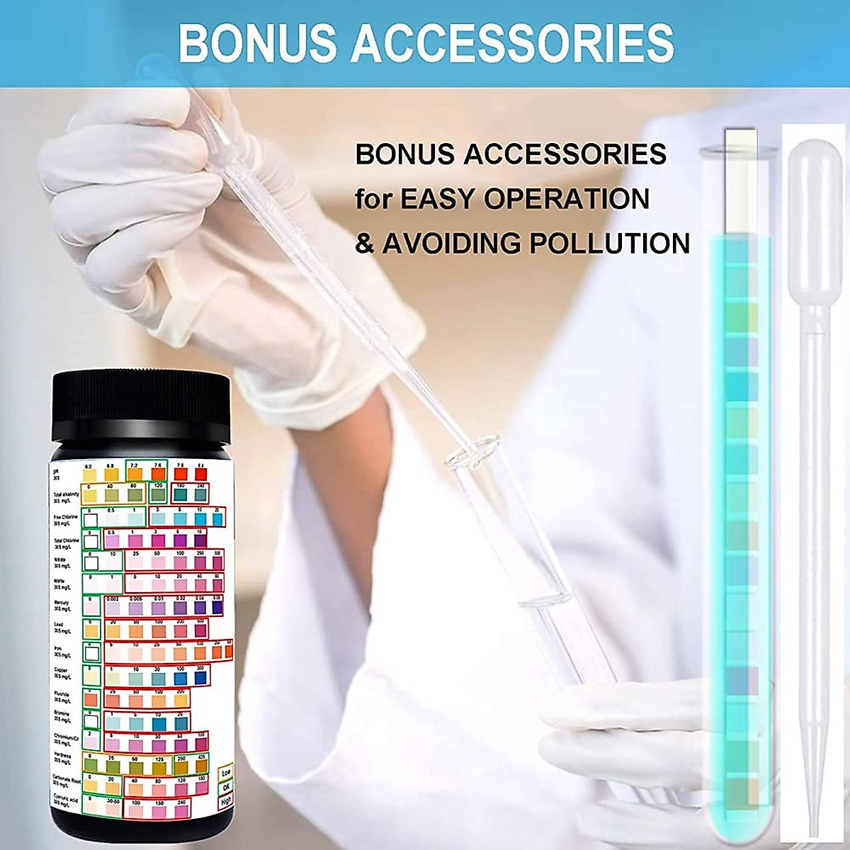 Mautacly Water Testing Strips for Drinking Water- EPA Level Home Use, Water Test Strips with Lead, Mercury, Iron, PH, Hardness