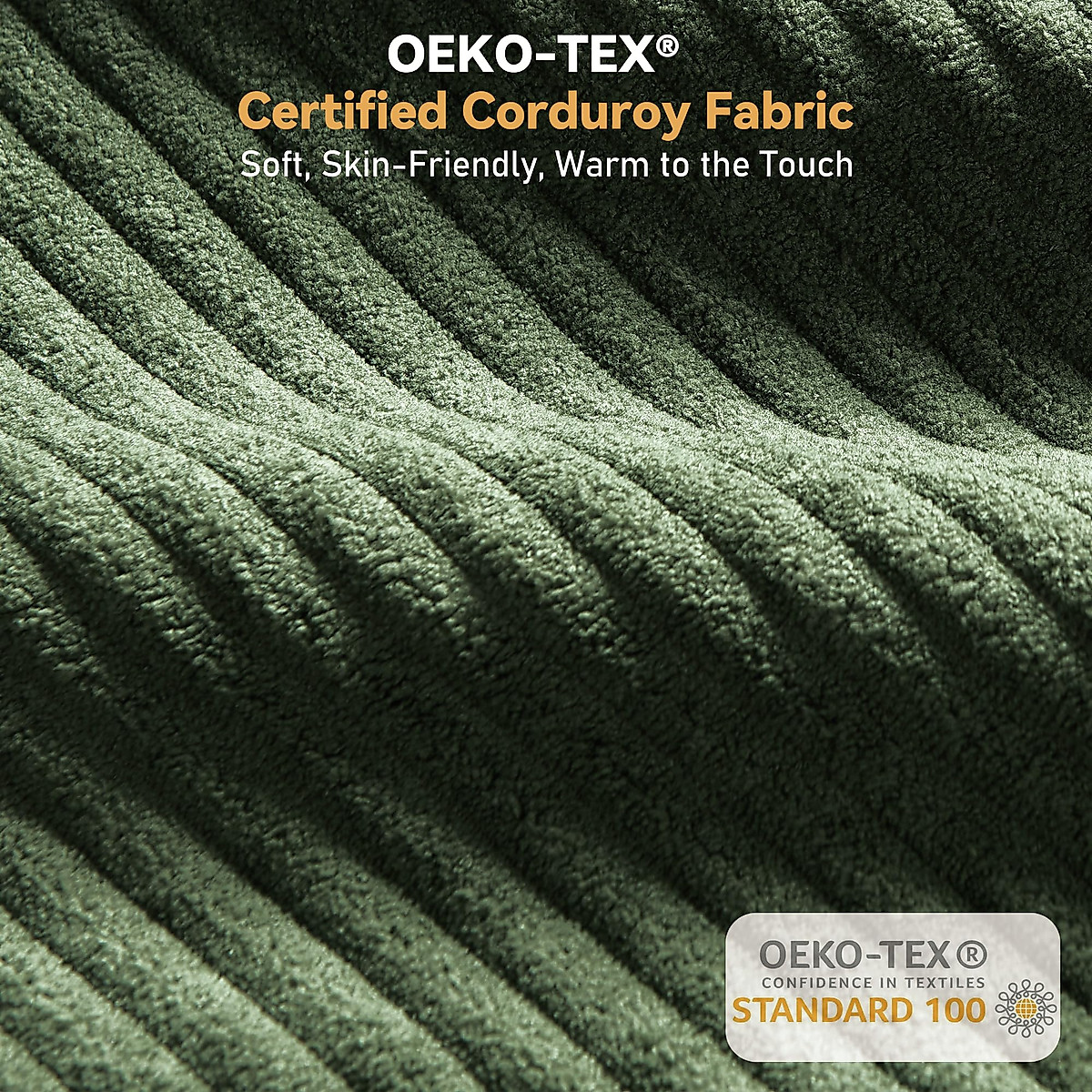 Brelice Oversized Modular Sectional Sofa, 142 inch Corduroy I Shaped Couch Sofa with Adjustable Seat Depth, 4 Seat Cloud Sofa Extra Large Deep Seat Couch for Living Room, Office or Apartment, Green