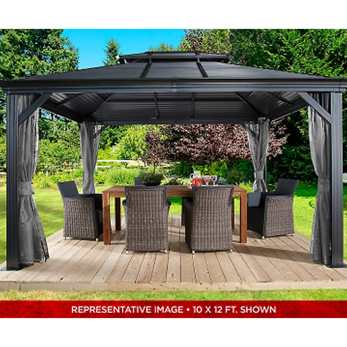 Sojag Outdoor 12' x 14' Mykonos Double Roof Hardtop Gazebo Outdoor Sun Shelter