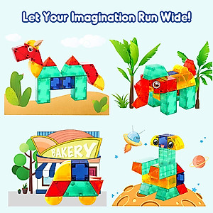 VATOS Magnetic Building Blocks 3D STEM Magnet Tiles Building Toys for Kids 44 PCS Creativity Educational Cubes Develop Motor Skills Montessori Sets Gift For Toddlers Boys Girls age 3 4 5 6 7+ Year Old