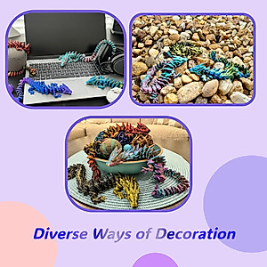 3D Printed Dragon 2X 14.5 inch Articluated Dragon Gemstone Dragon Home Office Desk Relaxation for ADHD & Autism Teal - Salmon - Pink & Blue - Gold