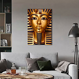 Ancient Egyptian Pharaoh Canvas Painting Poster Golden Tutankhamun Prints Mural Poster Home Bedroom Decoration Painting Canvas Painting Posters and Prints Wall Art Pictures for Living Room (Framed-style,16x24inch/40x60cm)